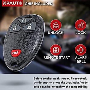 NPAUTO 2-Pack Key Fob Replacement for Chevy Silverado Equinox Traverse Tahoe Avalanche GMC Sierra 1500 2500 3500 HD Yukon Saturn Pontiac 2007 2008 2009 2010 2011 2012 2013 Keyless Entry Remote Control