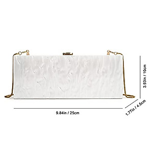 Acrylic Clutch Evening Bag Long Pearl Acrylic Clutch Purse Handbag for Dinner Party Wedding iPhone White