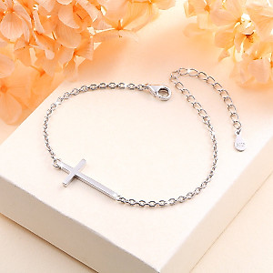 Long Cross Anklet for Women S925 Sterling Silver Adjustable Foot Plus Ankle Bracelet for Women Men Jewelry Gift 11 12 Inches