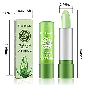 BINGBRUSH 3 Pcs Aloe Vera Color Changing Lipstick Queen,Long Lasting Lip Care Nutritious Plumper Lip Balm Moisturizer Magic PH Temperature Color Change Lip Gloss Makeup Set for Women