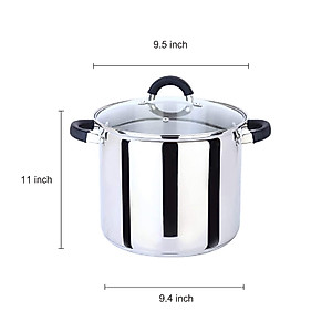 MAXCOOK Stainless Steel Stock Pot, 7.5 Quart Polished Heavy Cooking Pot with Lid, Good for Soup, Lobster, Stews, Cooking gifts.
