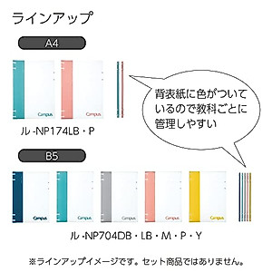 Kokuyo Campus Refillable Notebook, B5 2x2 Slim Ring Binder Notebook with Customizable Title Page, 40 Sheets Capacity. Suitable for 26 Holes Loose Leaf Paper, Pink (RU-NP704P)