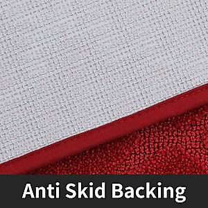 COSY HOMEER Soft Kitchen Floor Mats for in Front of Sink Super Absorbent Rugs and 20"x59" Non-Skid Mat Standing Washable,Polyester,Red