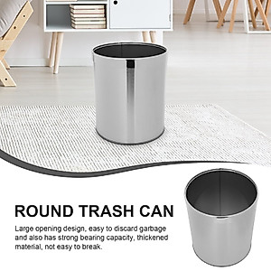 Luxshiny Stainless Steel Round Trash Can Hotel Trash Can Garbage Bin Large Trash Bin Stainless Steel Trash Bin Stainless Steel Trash Can Wastebasket Garbage Can for Bedroom Waste Bins