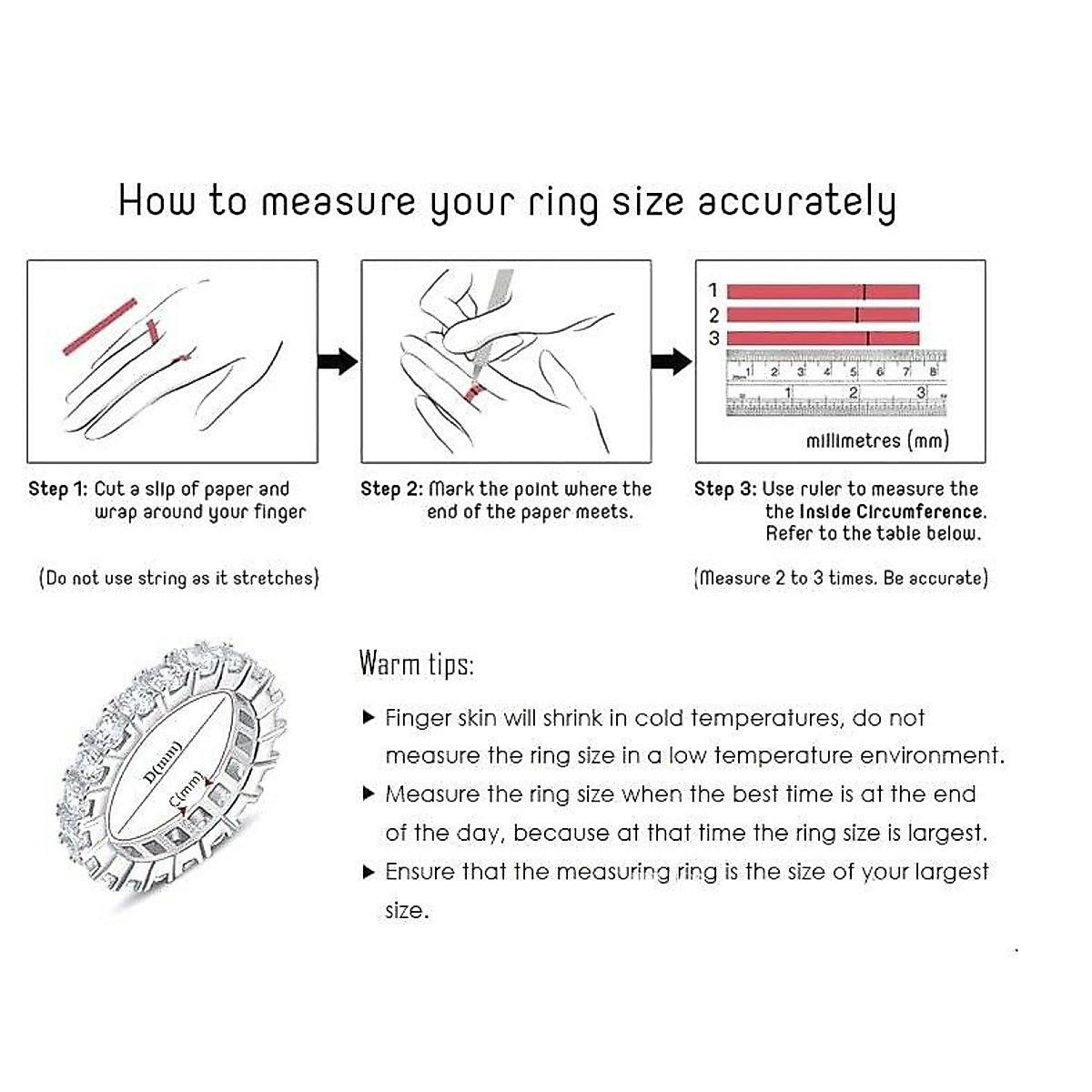 BeBold 4ct Round Cut Moissanite Engagement Ring for Women White Gold Plated with Accents