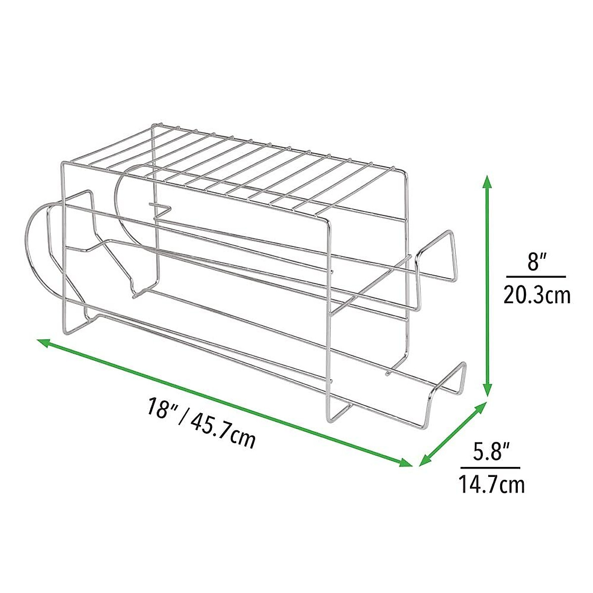 mDesign 2-Tier Metal Wire Standing Pop/Soda and Food Can Dispenser Storage Rack Organizer with Top Shelf for Kitchen Pantry, Countertop, Cabinet - Holds 12 Cans - Chrome