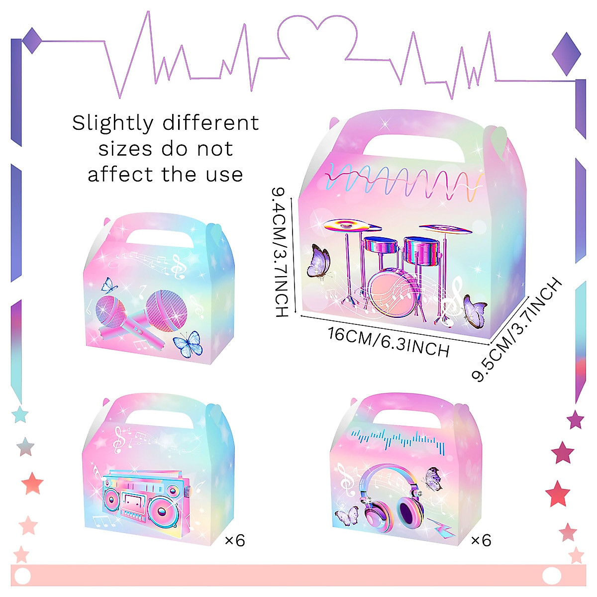 LaVenty 12 PCS Singer Theme Party Party Favor Boxes Singer Theme Birthday Party Supplies Treat Boxes Kids Candy Treat Bag for Birthday Wedding Bridal Shower