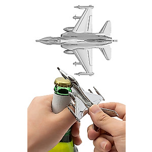 Airplane Bottle Opener Jet - Stainless Steel The Wine Savant - F16, F15, F18, F22 F35 Beer Bottle Opener, Fighter Jet Bottle Opener, Pilot Gifts, Military Veteran Gifts, Airplane Gifts, Aviation Gifts