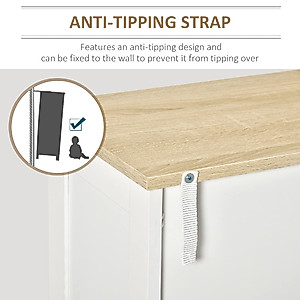 HOMCOM Storage Cabinet, Double Door Cupboard with 2 Adjustable Shelves, for Living Room, Bedroom, or Hallway, White