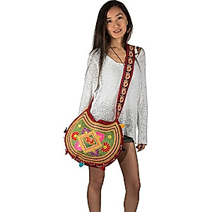 Sling Cross body Elephant Hobo Women Messenger Shoulder Bag Red Embroidered Hippie Casual Colorful Medium Small Satchel Tote