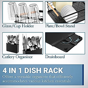Dish Drying Rack - Dish Drainers for Kitchen Counter - Compact Portable Drainboard - Best RV Accessories Kitchen Storage & Organization - Kitchen Essentials Dish Drying Rack - Housewarming Gift Idea