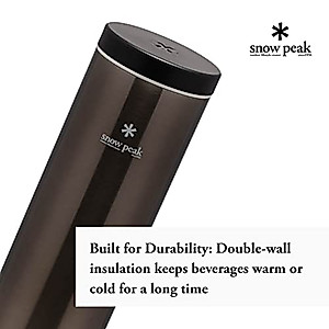 Snow Peak System Bottle - Double-Wall Insulated Stainless Steel Water Bottle with Multiple Lids - Versatile Camping & Backpacking Equipment - 500 ml - Dark Silver