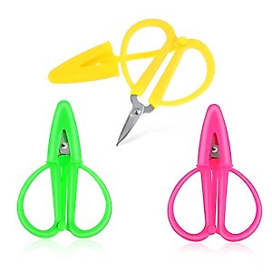 3 PCS Mini Scissors, Portable Travel Scissors Colorful Tiny Crochet Scissors Small Size Embroidery Scissors with Cover Pocket Scissors for Women Girls Scrapbooking Sewing Crafting, 2.56 x 1.65 Inch