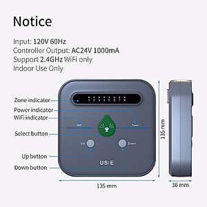 US:E Smart Sprinkler Controller, 8 Zone Watering Timer & Weather Intelligent Irrigation System, Compatible with Alexa and Google Assistant, App Remote & Voice Control, Rain Freeze and Snow Skip