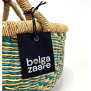 Bolga Zaare Market Basket, Handmade in Ghana Africa by Women Artisans, (Colorful, Mini) (7.5"-8.5" Diameter x 5"-6" H) (1 Basket)