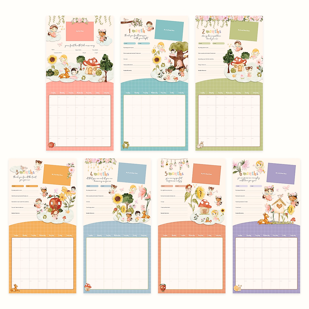 Baby's First Year Book & Calendar with 54 Stickers By Bright Day – Capture Milestones with Baby's First Year Calendar – Keepsake Memory Journal for Newborns