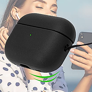 Nunwiza for AirPods Pro 2 Case Cover TPU Leather Texture Full-Body Protective Case Cover with Lanyard for 2023 AirPods Pro 2nd Generation(USB-C) Black