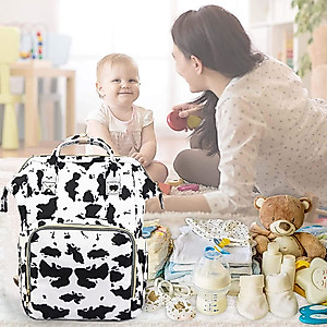 Diaper Bag Backpack for Mom & Dad, Multifunction Waterproof Baby Changing Bags, Large Nappy Bag Backpack (Cow)