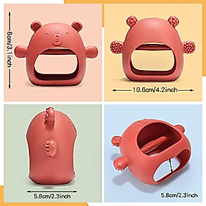 Silicone Teething Toys for Babies 3-6 Months - 3 Pack Never Drop Teething Mittens for Infants 6-12 Months, Mushroom Penguin Hand Teethers, Baby Chew Toys for Sucking Needs - Dishwasher Safe