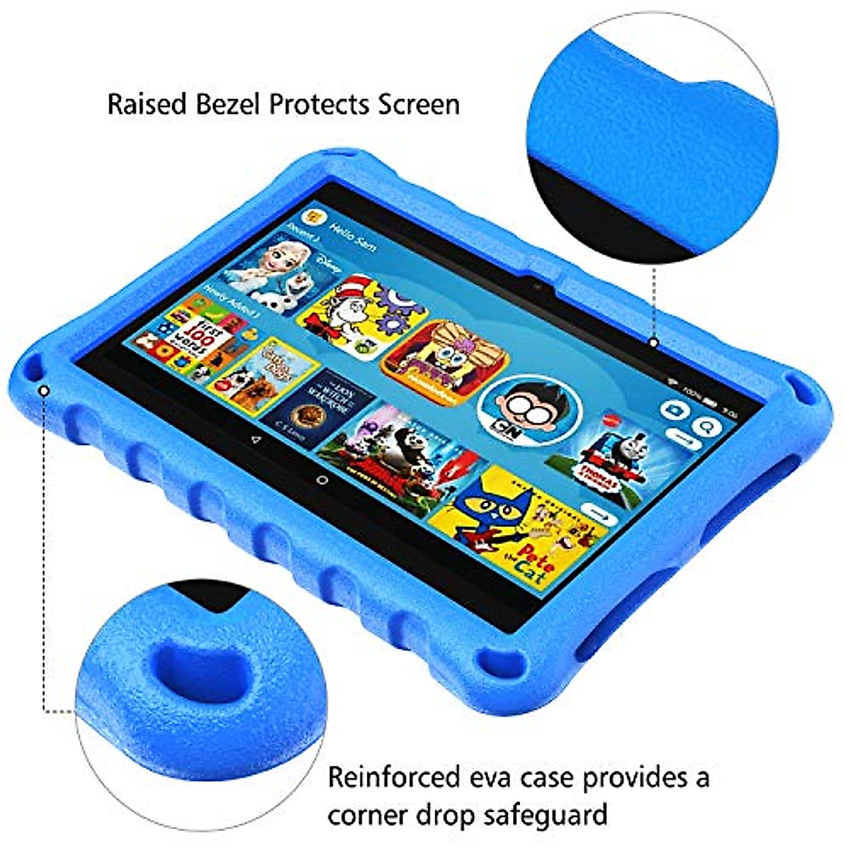 Fire HD 8 Tablet Case,Kindle Fire 8 Case,Fire Tablet 8 Case Kids(12th/10th Generation,2022/2020 Release),DiHines Kid-Proof Case for Amazon Fire HD 8 Plus Tablet, Blue