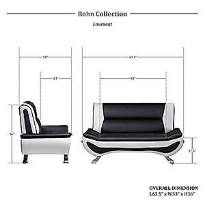 Lexicon Rohn Living Room Loveseat, Black/White