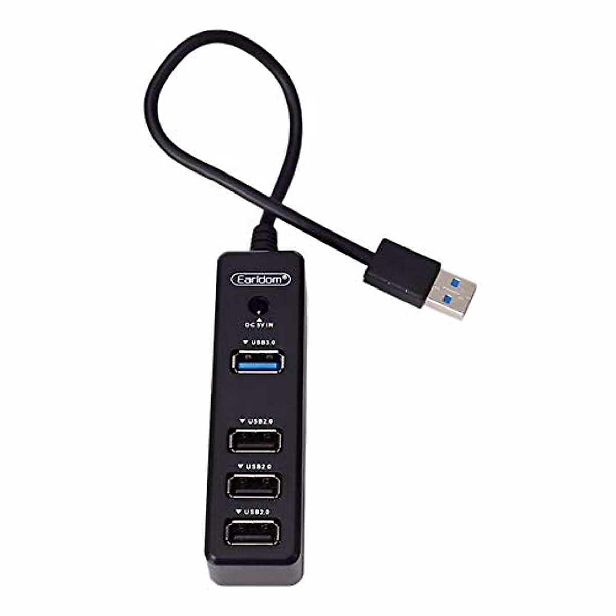 Lysee Cable Winder - Earldom 4 Ports USB 3.0 Hub Splitter with Power Charging Port and Multiple Switch USB Splitter Port Panel Usb3.0 Hub Black - (Color: Black)