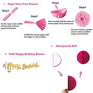 Tropical Flamingo Party Decoration Hawaiian Party Supplies Flamingo Birthday Banners， Hanging Paper Fans, Paper Flowers Paper Lanterns for Hawaiian Summer Beach Party Birthday Party