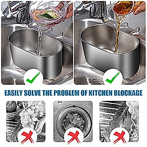 Stainless Steel Sink Drain Strainer Basket, Multifunctional Hanging Sink Strainer Colander Drain Basket for Filter Kitchen Waste and Wash Vegetables Fruits (Silver)