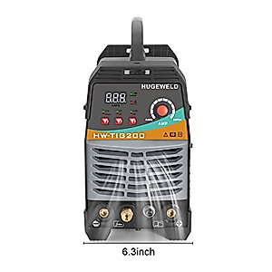 HUGEWELD Tig Welder TIG-200,HF TIG/Stick/Arc 2 in 1 TIG Welders,200 Amp 220V TIG Welding Machine,IGBT Inverter Portable Digital Display for Beginner