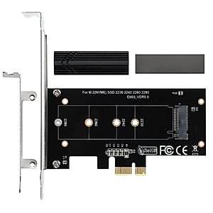 ACTIMED M.2 NVMe to PCIe Adapter, Aluminum Heat Sink, Supports 2230/2242/2260/2280 SSDs, PCIe X1 Interface, Compatible with Windows and Mac OS