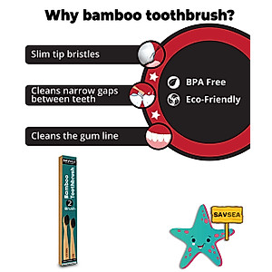 SAVSEA Bamboo Toothbrush Soft Bristles with Medium Bristles for Adults (2 Toothbrushes)