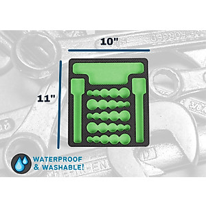 Polar Whale Tool Drawer Organizer Socket Holder Insert Green and Black Durable Foam Strong Tray Holds 25 Sockets and More Fits Craftsman Husky Kobalt Milwaukee and Many Others