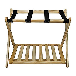 MISC Natural Hotel Luggage Rack for Guest Room Folding Suitcase Rack Collapsible Carry On Holder Bedroom, Sturdy Wooden