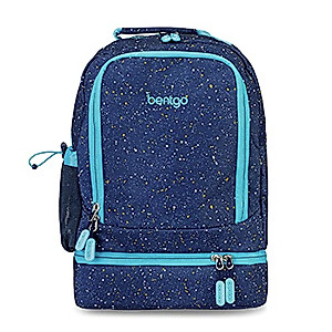Bentgo® Kids 5-Compartment Lunch Box With Kids 2-in-1 Backpack & Insulated Lunch Bag (Confetti Edition - Abyss Blue)
