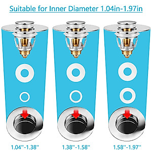 Universal Bathroom Sink Stopper in Brass, 1.04-1.97 Inch Pop Up Basin Sink Drain Stopper, Sink Drain Strainer with Anti Clogging Filter Hair Catcher