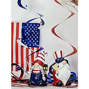 DN DECONATION 4th of July Gnomes Decor Patriotic Gnome Decorations 2 Pcs Red White and Blue Figurines American Stars Stuff Stripes Gnome Gifts for Fourth of July Independence Day