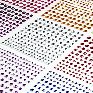 2310 PCS Self Adhesive Rhinestone Gem Stickers for Face Nail Body Makeup Festival,4 Size 14 Sheets Bling Jewels Stickers for Kids DIY Craft Card Decorations