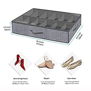 Onlyeasy Large Under Bed Shoe Storage Organizer with Strong Zippers & Handles Set of 2, Fit Total 24 Pairs, Underbed Organizers for Kids & Adults, 29.3"x23.6"x5.9", Herringbone Grey, 9MNRUBSB2P