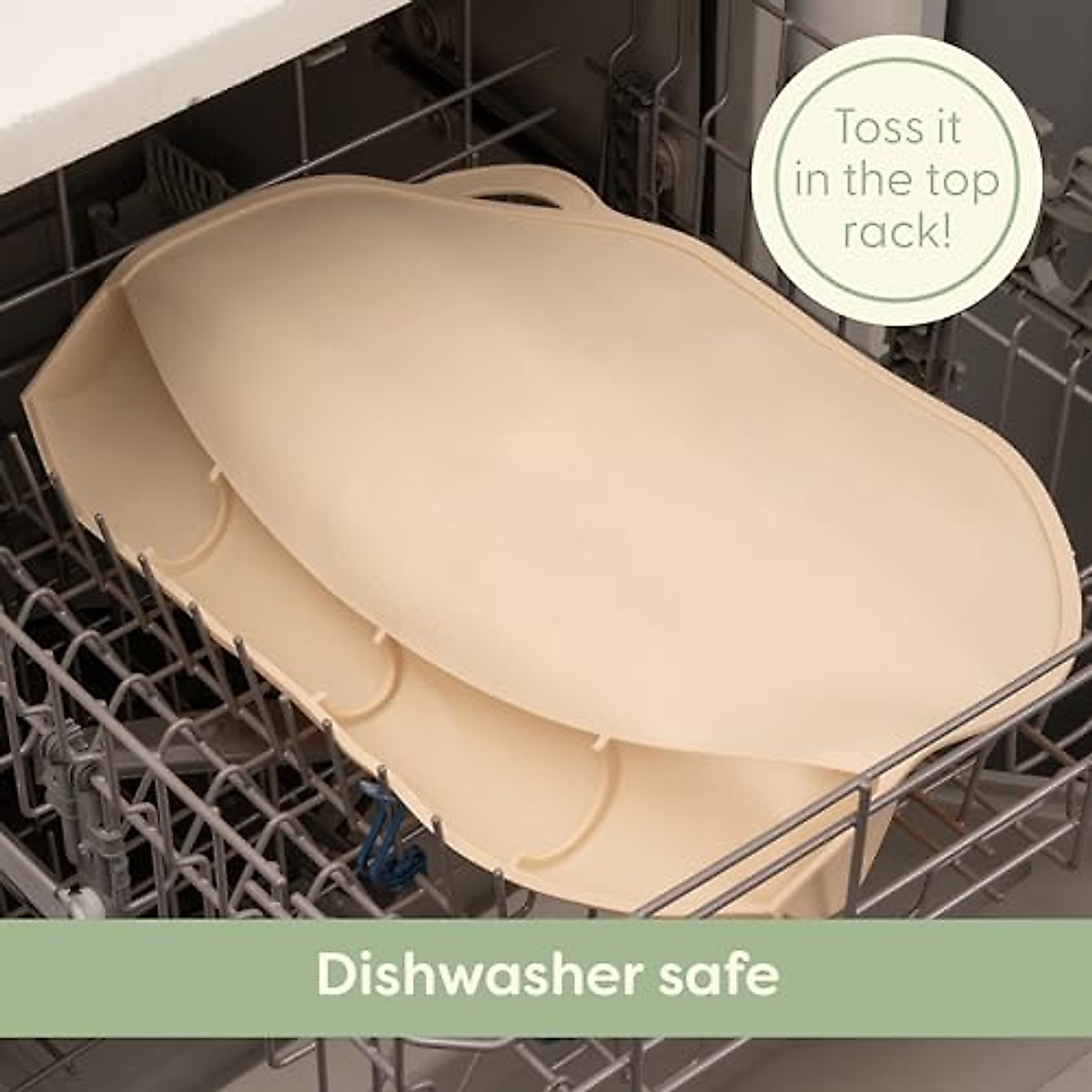 UpwardBaby Food Catching Baby Placemat - Suction Silicone Placemats for Kids Babies and Toddlers - Clean Mealtimes at Home or for Restaurants - Reusable Sticky Mat for Round Table Only(Beige)