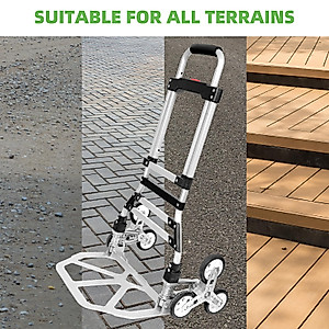 180lbs Stair Climbing Cart Hand Truck - Stairs Climber Cart for Groceries with Adjustable Handle Lightweight Folding Stair Climbing Dolly Cart Stair Climber Dolly for Shopping, Moving & Office