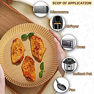RoyalWare Air Fryer Liners 100 Pc Disposable Paper Liner – 7.9 Inch Non-Stick Round Parchment Paper – Oil Proof Heat Resistant Air Fryer/Baking Paper