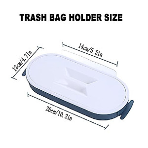 Pinelaxy 1pc Hanging Self-Adhesive Trash Bag Holder with Lid, with 3 Roll Drawstring Garbage Bags Set, Portable Cupboard Door Back Waste Bin Rack Storage (Self-Adhesive)