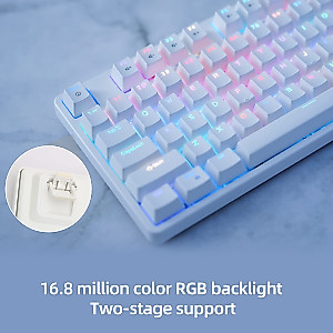 IROK FE87/104 RGB Mechanical Keyboard, Hot Swappable Gaming Keyboard, Customizable Backlit, Magnet Upper Cover Type-C Wired Keyboard for Mac Windows-White/Red switch