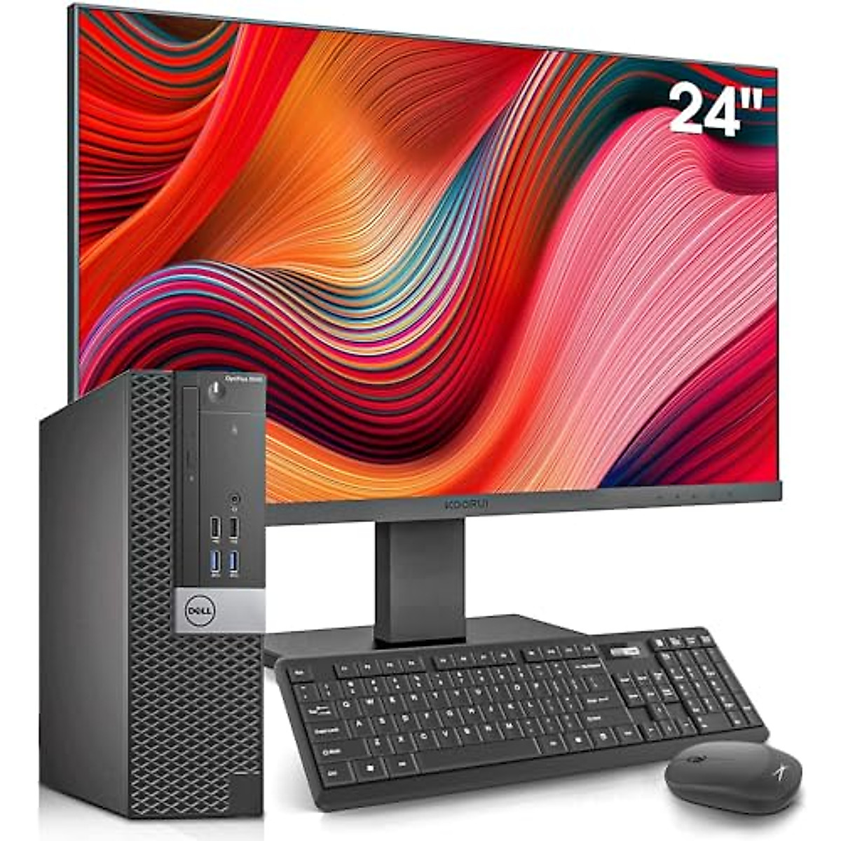Dell OptiPlex Desktop Computer with 24 inch Monitor PC & Bundle, i7-6700 3.4GHz,16GB Ram New 512GB SSD,Intel AC7260 Built-in WiFi Bluetooth,HDMI,Refurbished Desktop,Windows 10 Pro (Renewed), Black