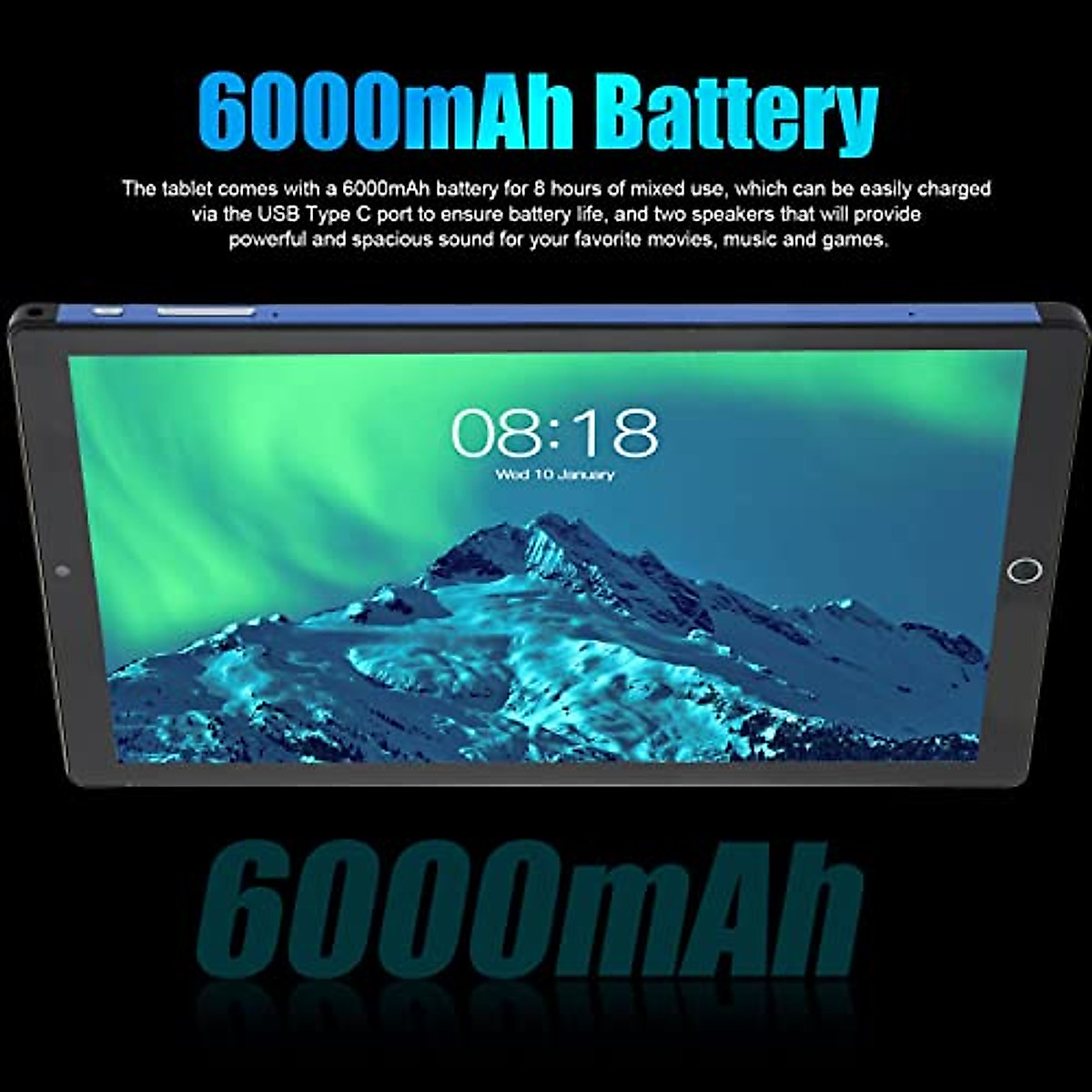 Yunseity 10.1 Inch Tablet, 2.4 5G WiFi Smart Tablet PC, 1080P IPS Touch Screen Tablet, 6G RAM 128G ROM, Octa Core Processor, GPS Navigation, 6000Mah Battery, 5MP 13MP Cameras
