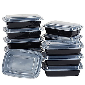 NutriBox 28 OZ [20 value pack] Meal Prep Plastic Food Storage Containers 1 Compartment with lids- BPA Free Reusable Lunch Bento Box - Microwave, Dishwasher and Freezer Safe, Portion Control