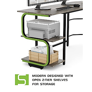 Teraves Reversible L Shaped Desk with Large Surface, 61 Inch Sturdy Corner Desk with Storage Shelves, Premium Office Computer Desk Workstation for Home Office Gaming