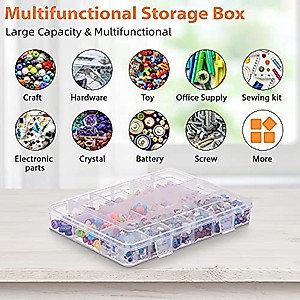 FGcase Plastic Compartment Container with Adjustable Dividers, Bead Storage Organizer Box Case with 18 Removable Grids for Jewelry Cosmetics Craft Tackle Pills Bolts and Nuts DIY Craft 2 Pack