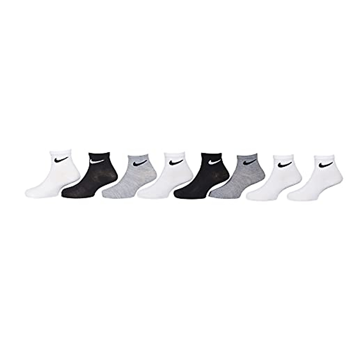 Nike Little Boys Lightweight Ankle Socks 8 Pack (Grey(UN0611-042)/B_White, 5-7)
