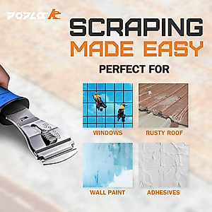 Poplock 12 Piece Super Tungsten Carbide Gasket Scraper Set, Mechanic Tool Set Automotive, Carbide Scraper Blade, 5 PC Each Metal, Plastic Razor Blade Scraper Tool, Scrapper Quick Locking Blade Change